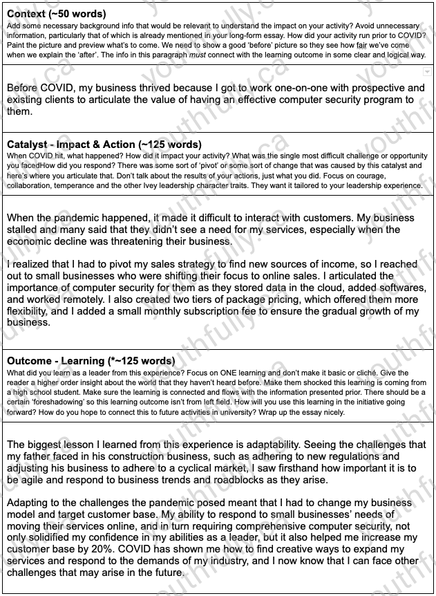 Western Ivey Supplementary Application Examples & Essay Prep